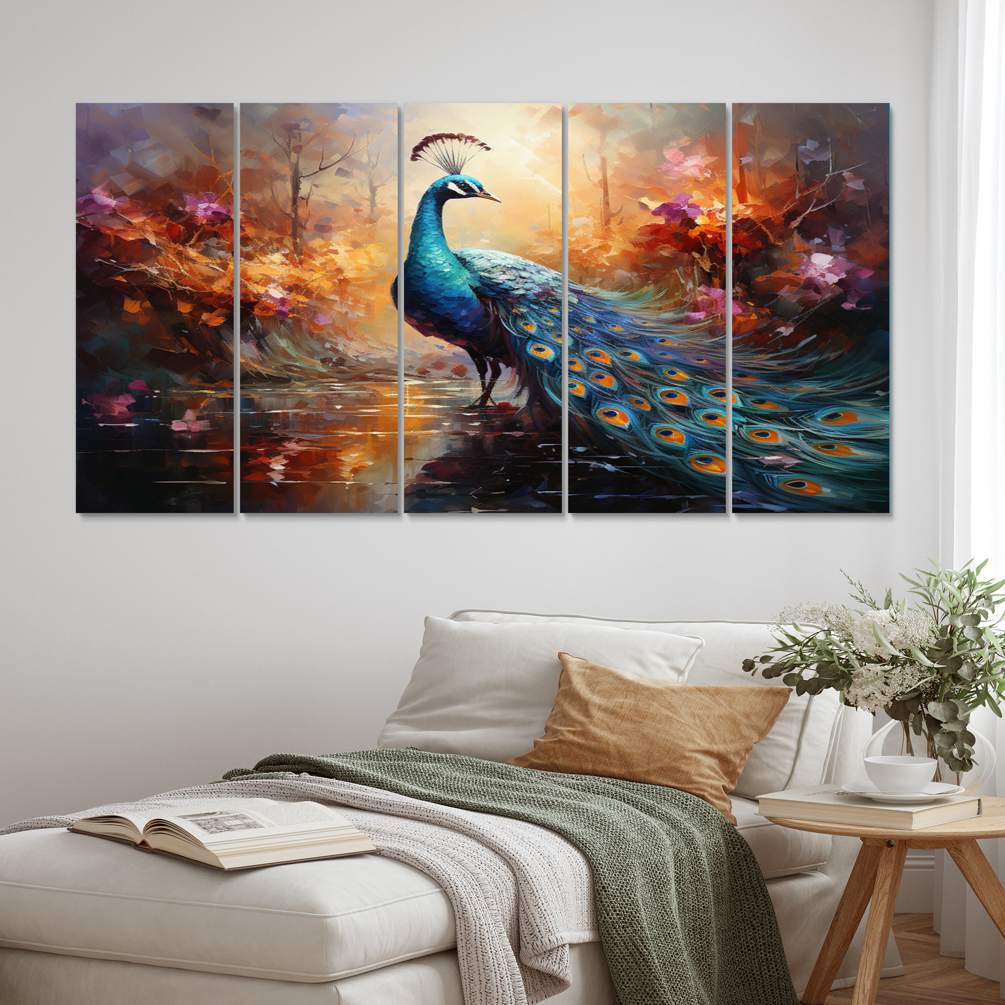 Design Art Peacock Expressionist Portrait II - Animals Canvas Wall Art ...