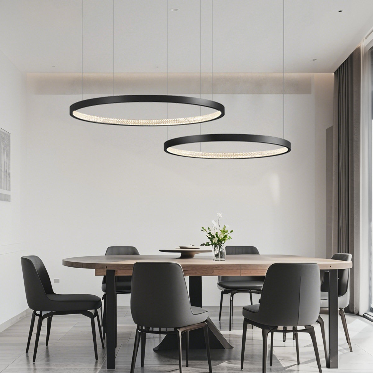 Orren Ellis 42.52" Modern Minimalist Double Circle Staggered Glass ...