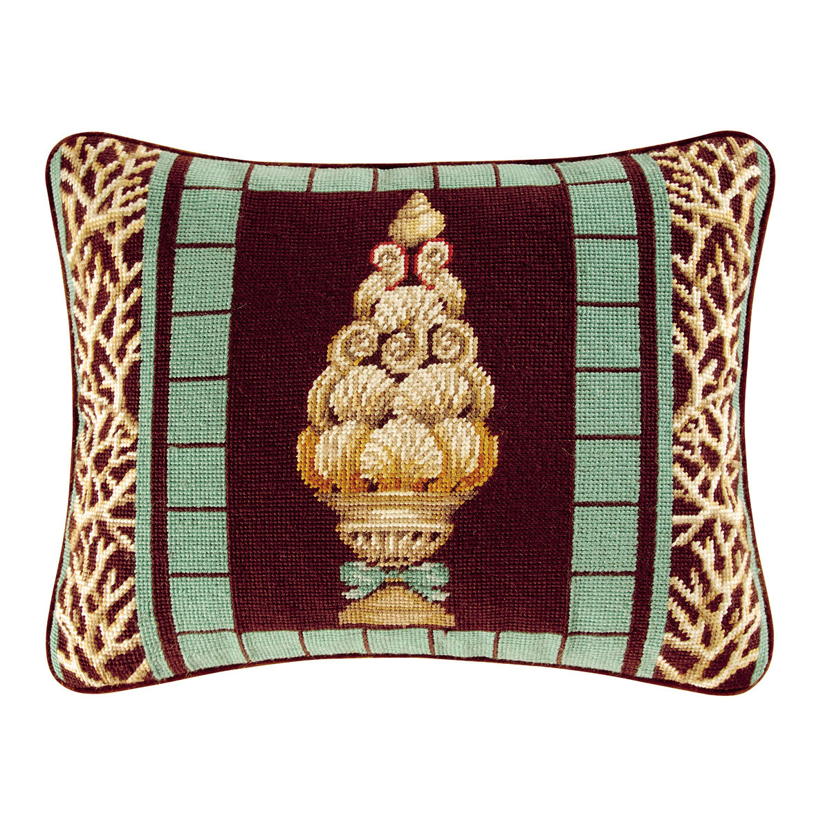 C&F Home 14" x 18" Seashell Topiary Needlepoint Pillow | Wayfair