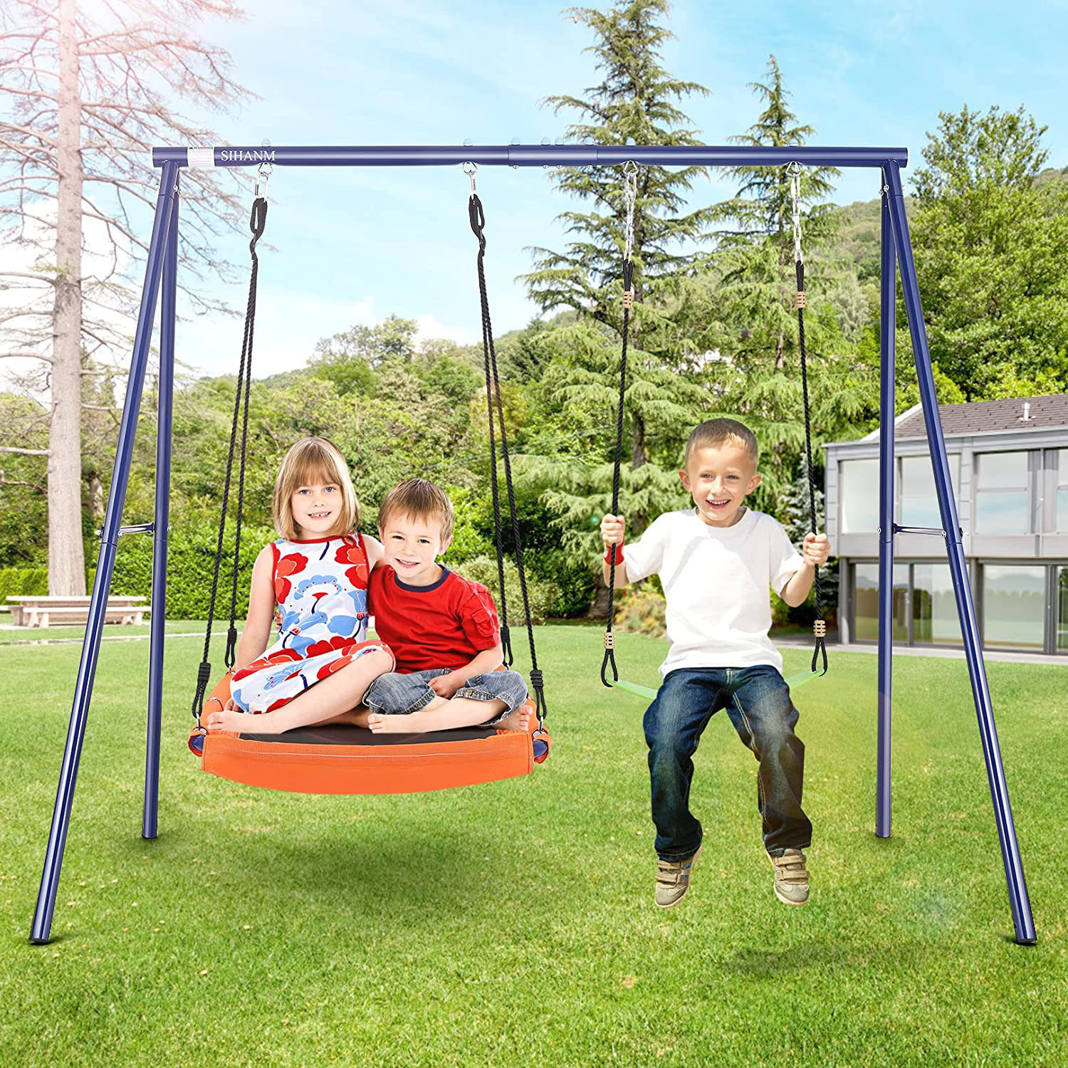 Himimi 2 in 1 Multi-Function Outdoor Heavy Duty Kids Swing Set With 2 ...