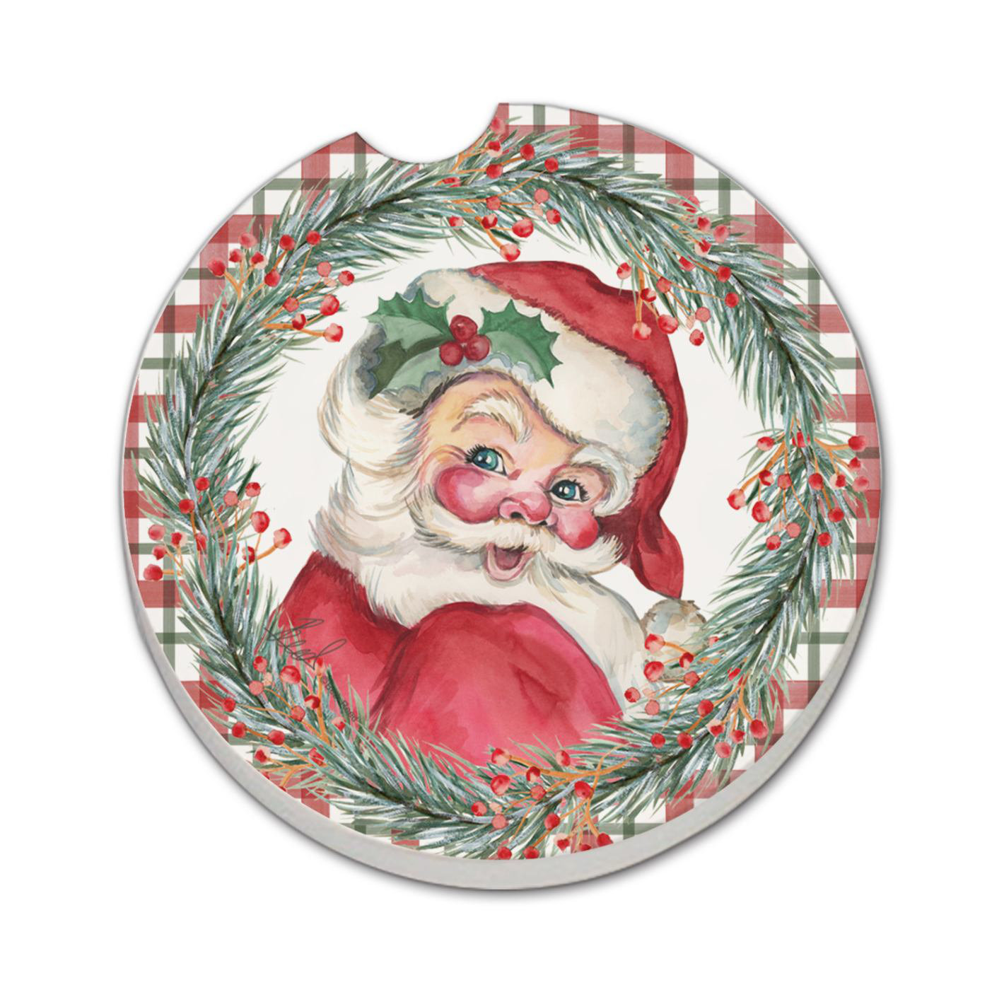 Winston Porter Vintage Santa Round Absorbent Stone Car Coaster | Wayfair