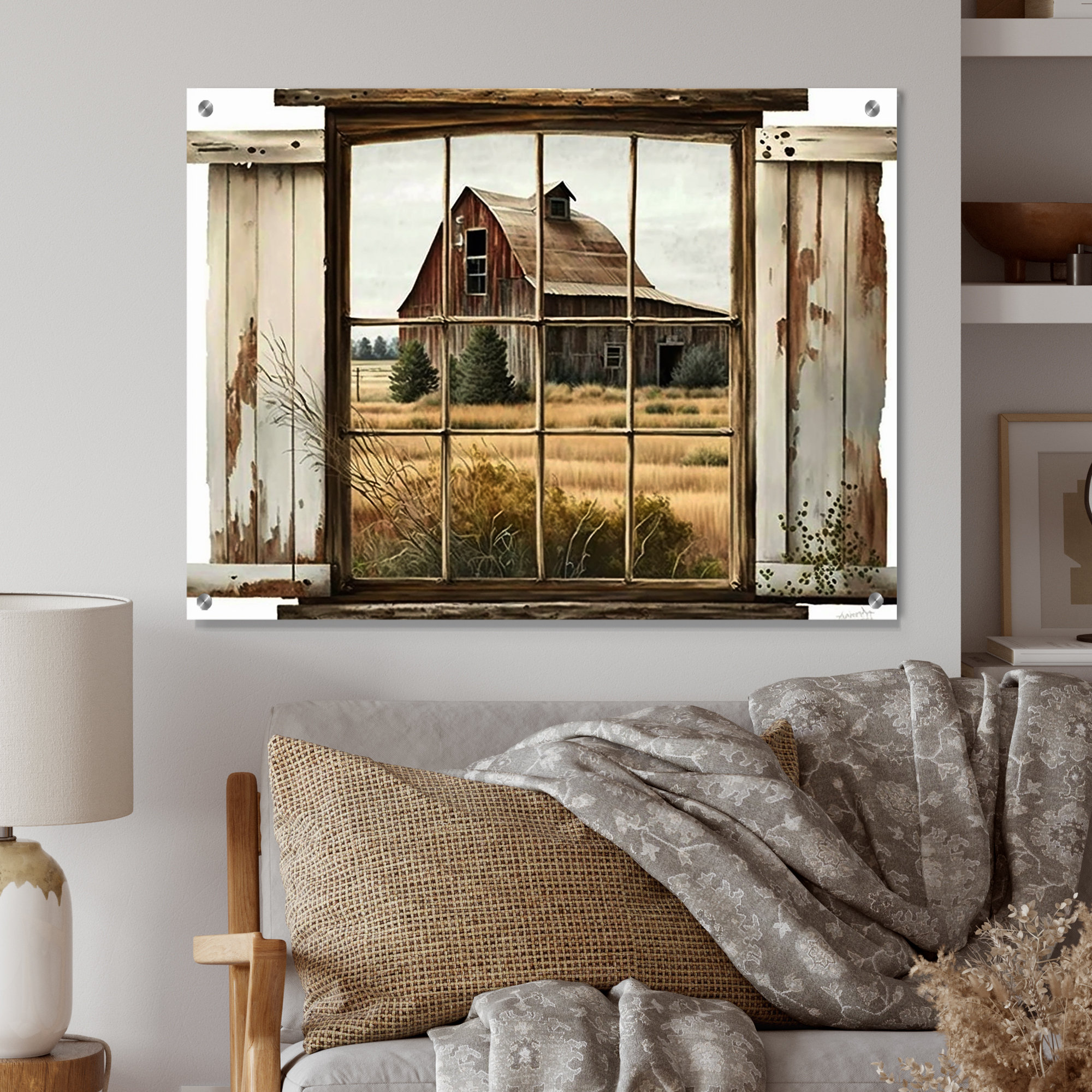 August Grove® Window View To Farm II - Farm Windows Acrylic Wall Art ...