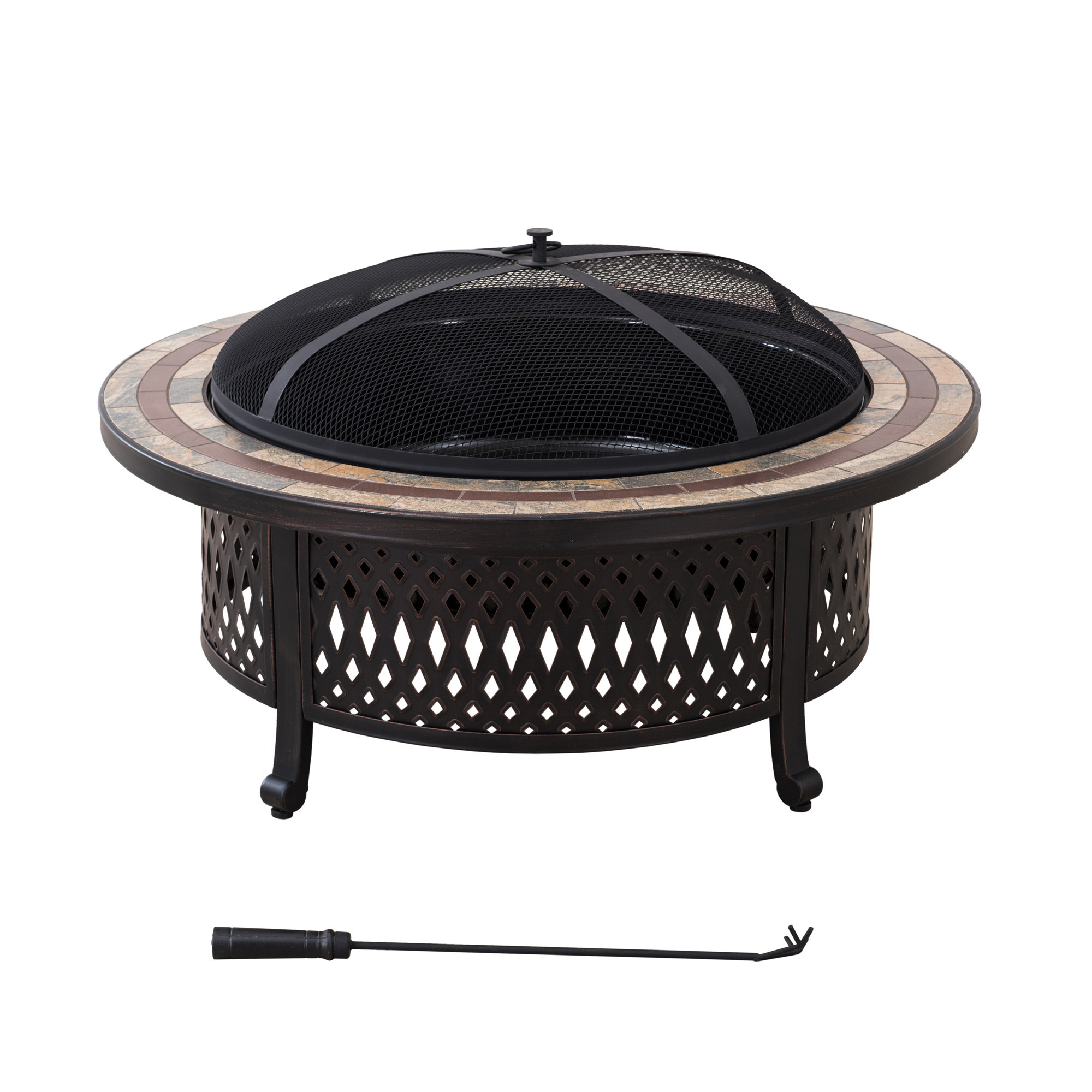 Sunjoy 40 Inch Fire Pit for Outside, Outdoor Round Wood Burning Fire ...