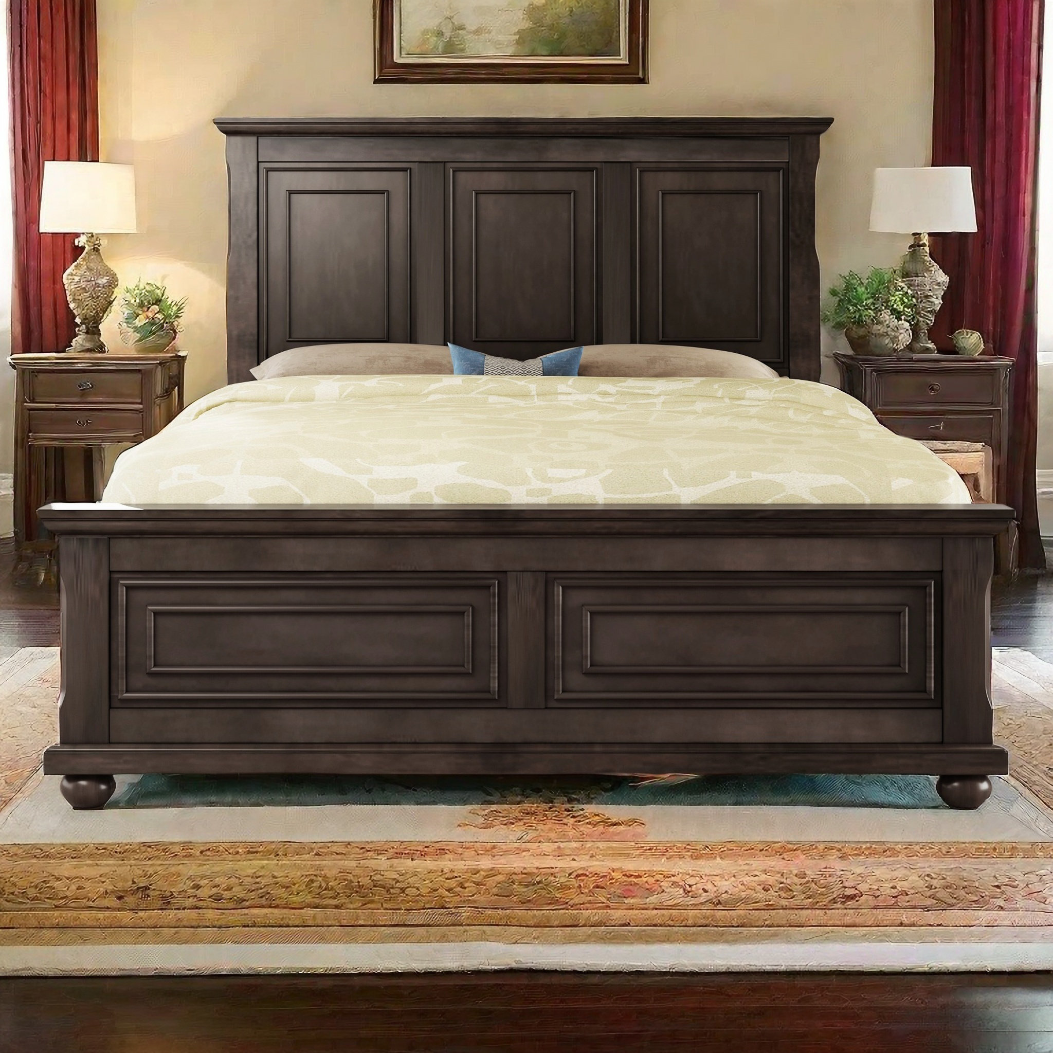 Alcott Hill® Virginia Wooden Standard Bed with Traditional Tall ...