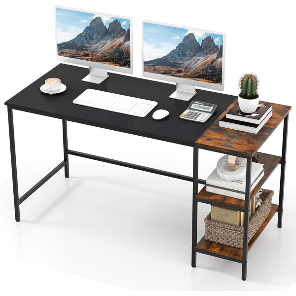 17 Stories 47.64’’ Computer Desk, Large Writing Desk With Open Shelves ...
