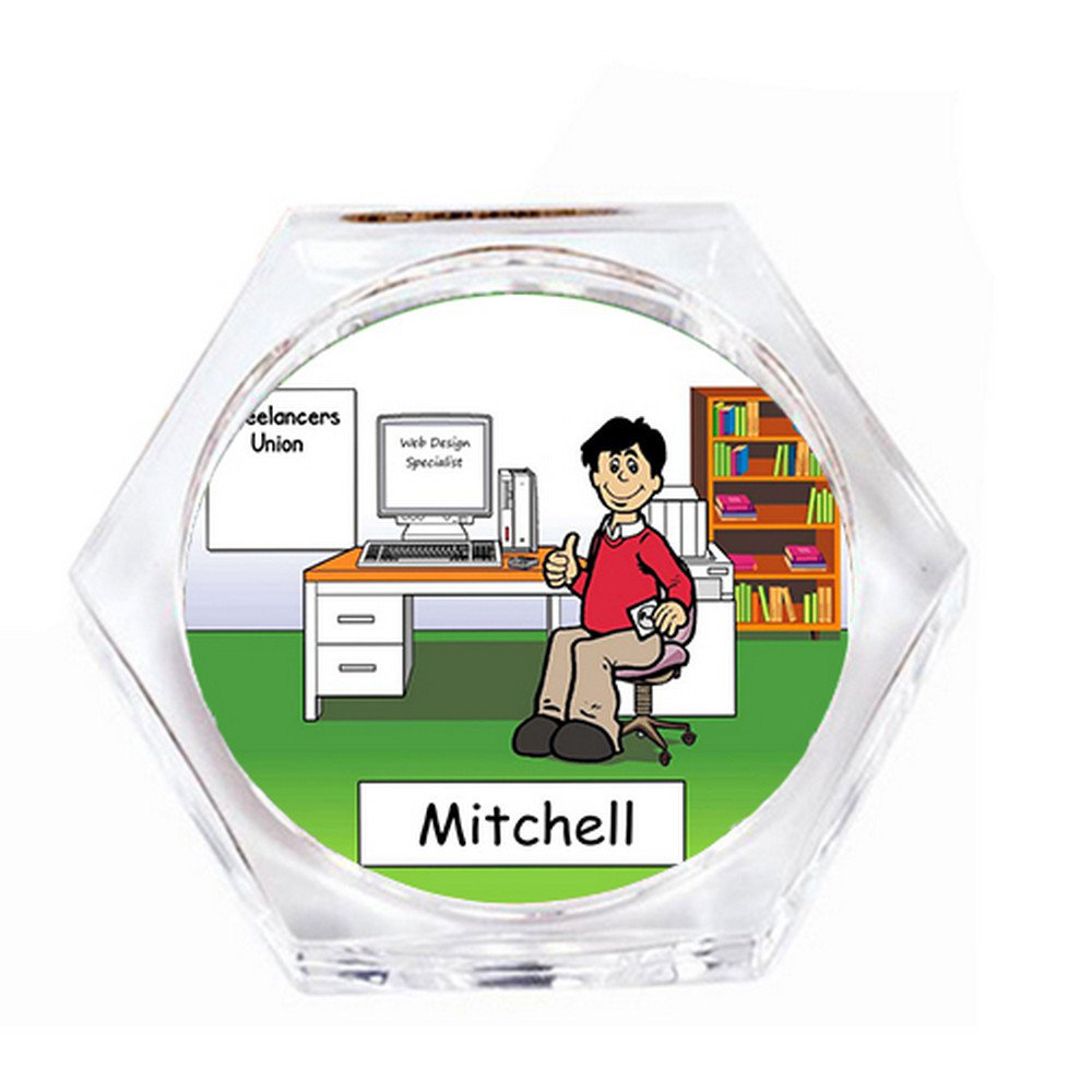 Printed Perfection Personalized Computer Lover - Male Drink Coaster ...