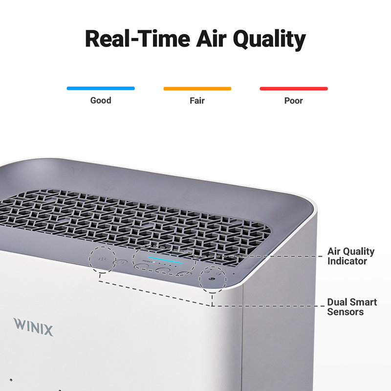 Winix AM90 4-Stage True HEPA Air Purifier with Washable AOC Carbon ...