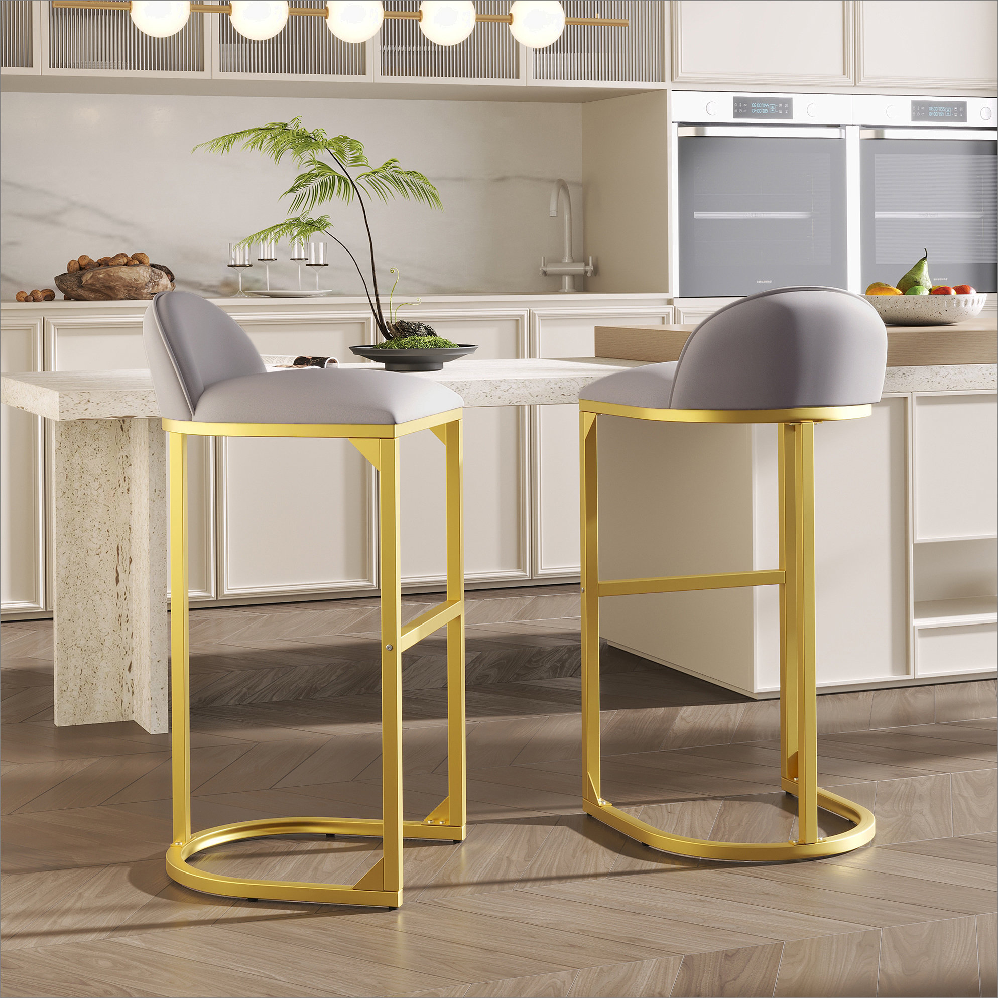 Mercer41 30" Counter Height Bar Stools Set of 2, Bar Stools with Back ...
