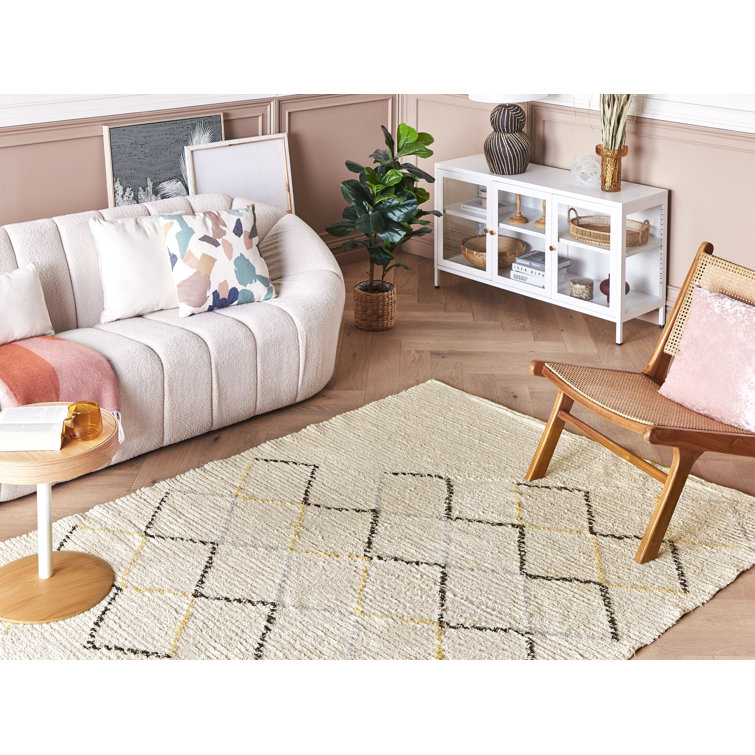 Gracie Oaks Glenns Geometric Hand Woven Hand Tufted Beige Area Rug ...