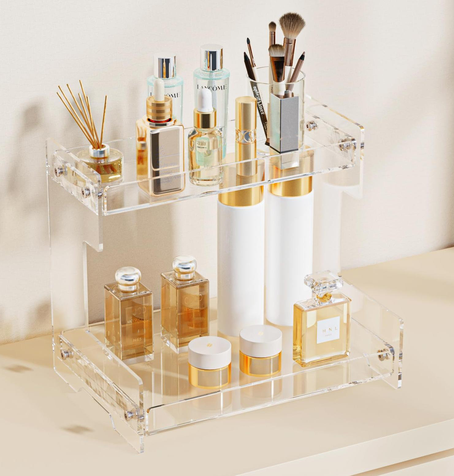 Latitude Run® Bathroom Counter Organizer Countertop 2 Tier Storage ...