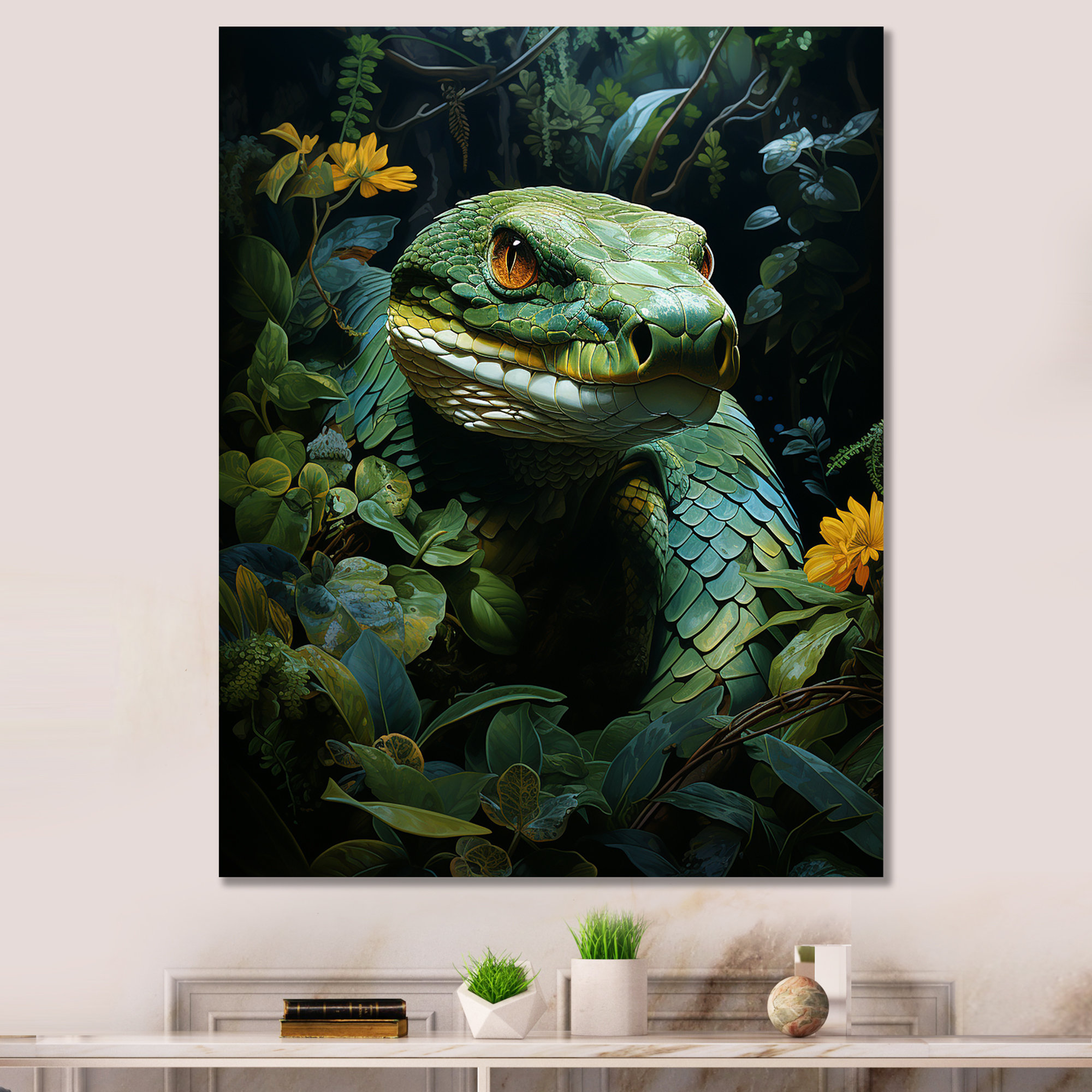 Red Barrel Studio Green Snake Solitude - Animals Wall Decor - Wayfair ...