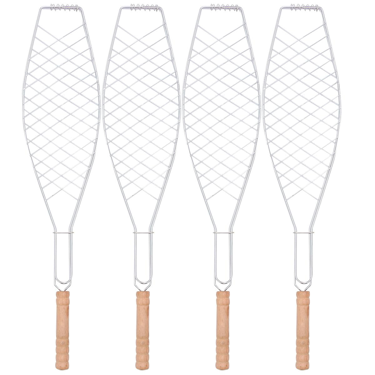 LIFETIME FLOORING LLC 4 Pcs Grill Basket, Stainless Steel, Folding Fish ...