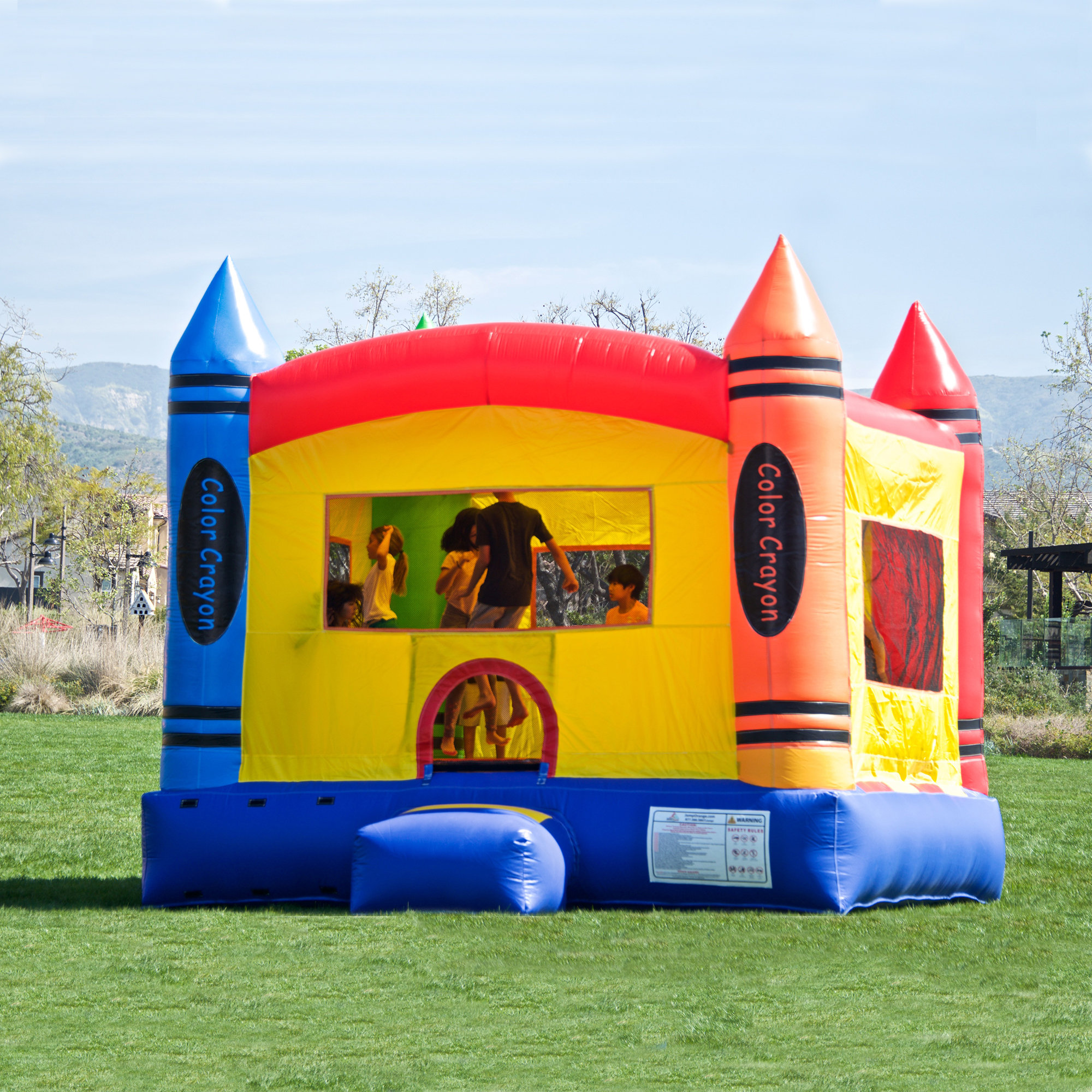JumpOrange Crayon Commercial Grade Inflatable Bounce House with Blower ...