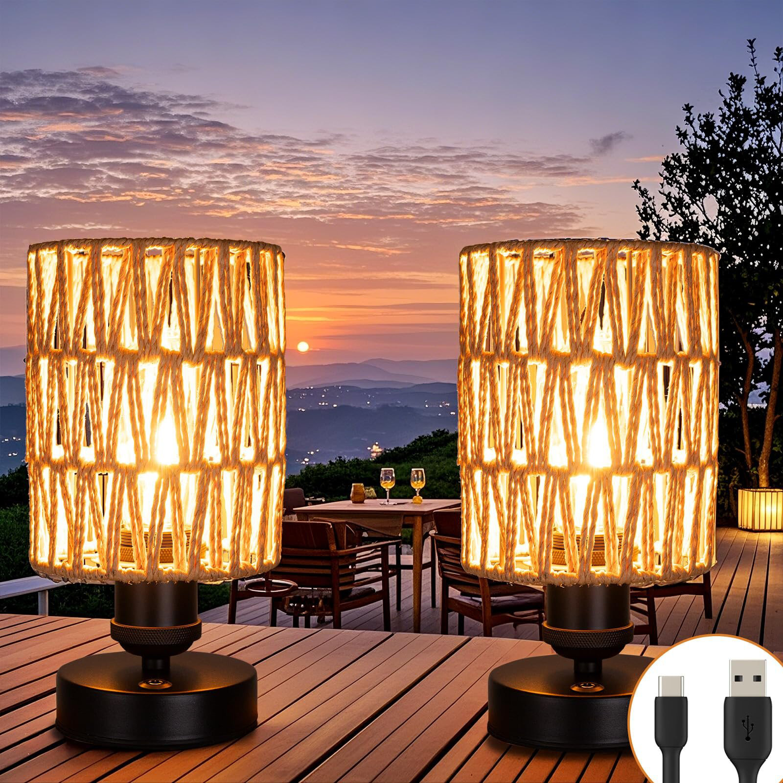 Bay Isle Home™ Cordless Rechargeable Outdoor Table Lamps, Battery ...