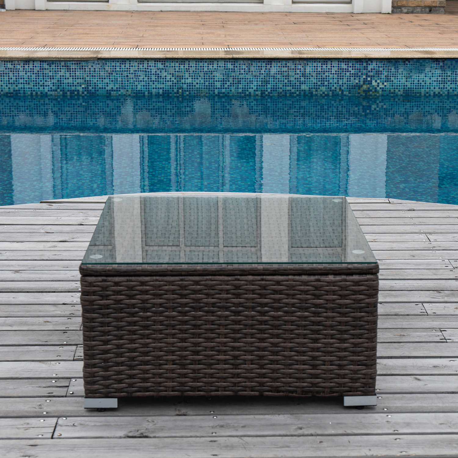 Wrought Studio™ Bouscat Wicker Glass-Top Coffee Table & Reviews ...