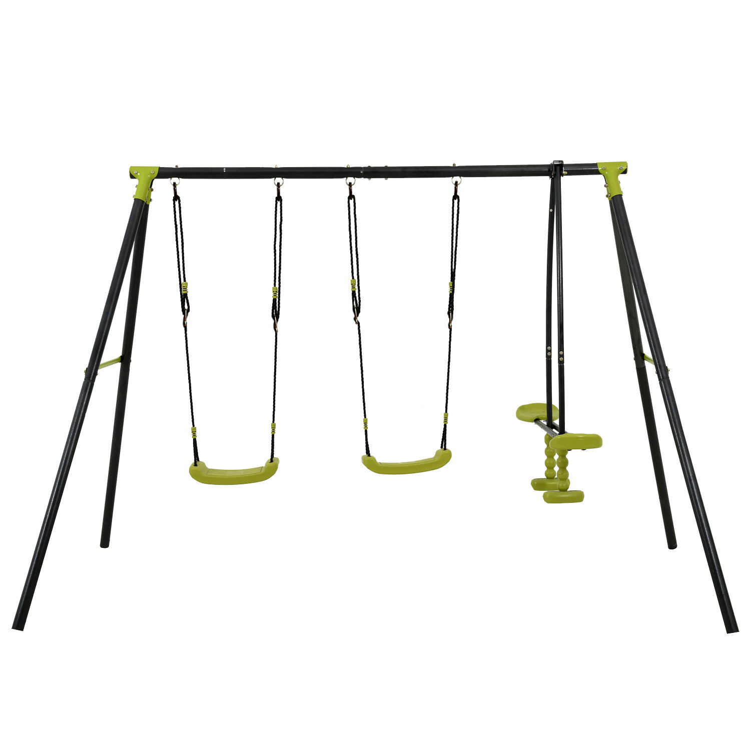 Ebern Designs Interesting Triple Children Metal Safe Swing Set 440Lbs ...