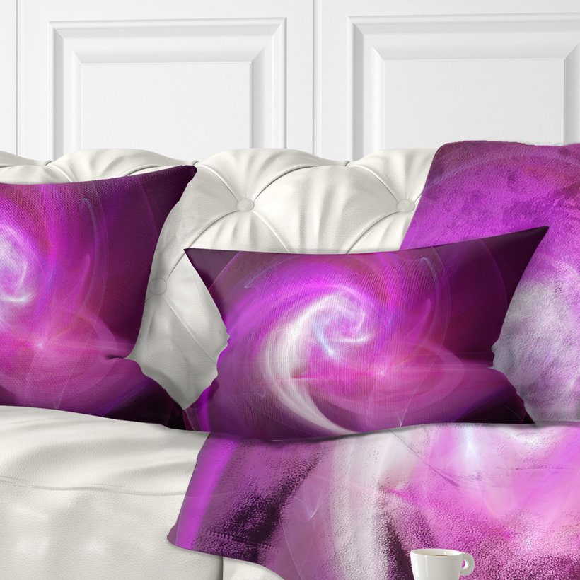 Design Art Pink Fractal Abstract - Abstract Printed Throw Pillow | Wayfair
