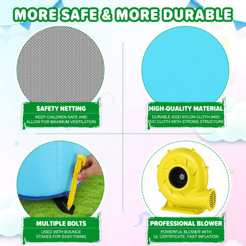 Himimi 12.14' x 8.5' Bounce House with Big Slide and Air Blower ...