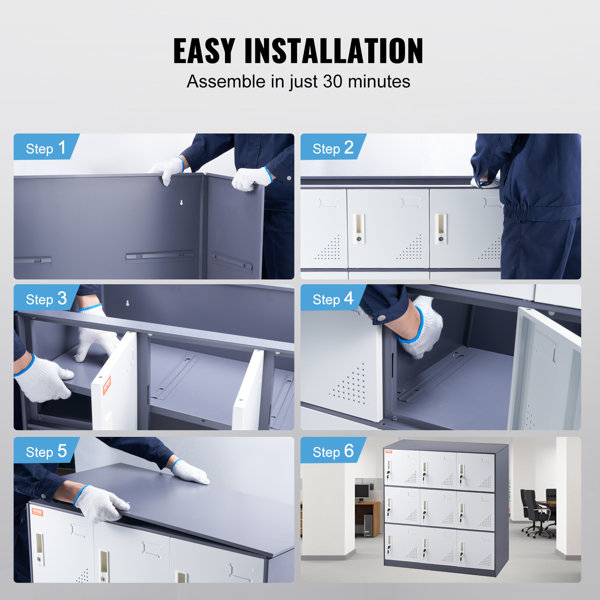 VEVOR Metal 3 - Tier 35.4'' Employee Locker with Built In Key Lock ...