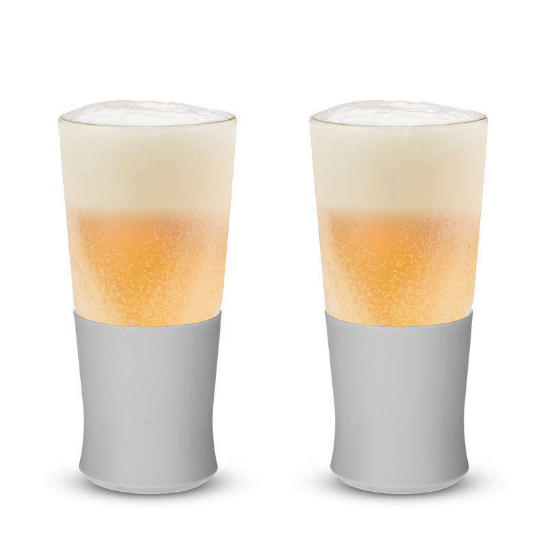 HOST Glass FREEZE Beer Cooling Cup in Gray, Set of 2 | Wayfair