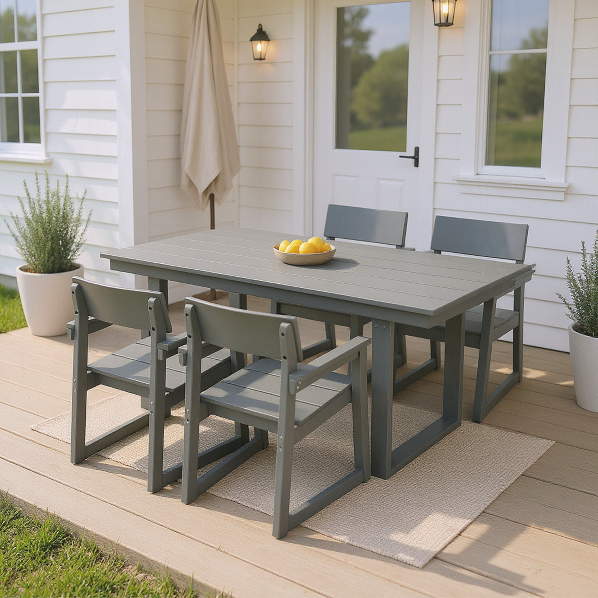 Hokku Designs 5-Piece HDPE Outdoor Dining Set,Weather-Resistant Patio ...