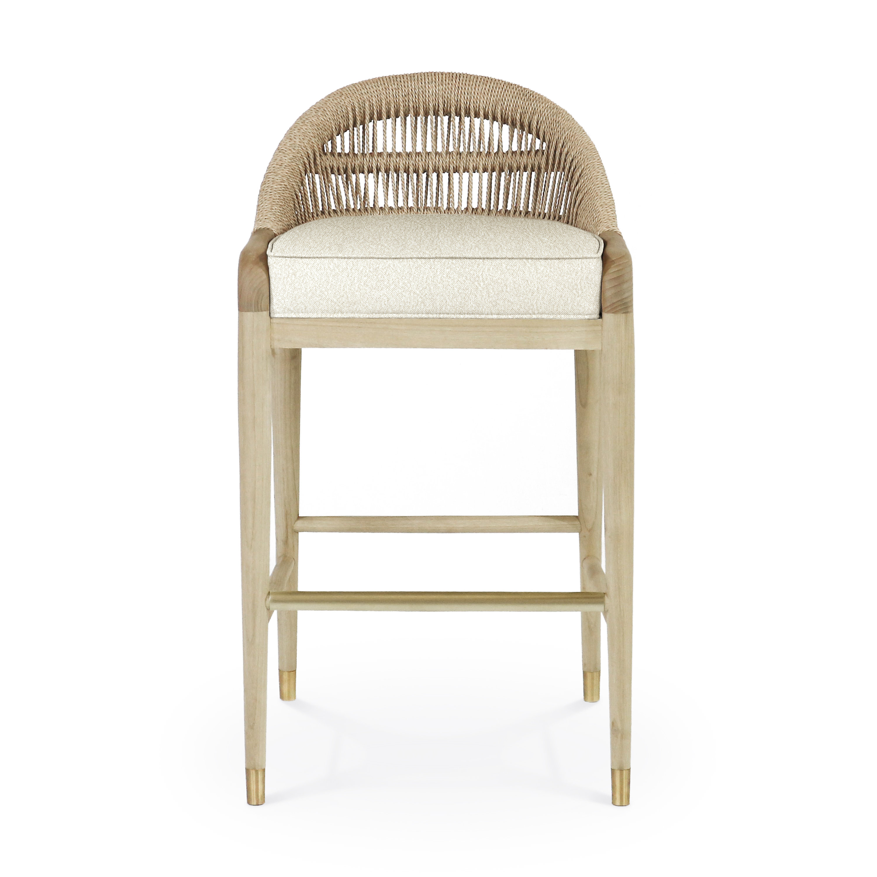 Everly Quinn Dreshervale Fara Blonde Rope & Upholstered Bar Stool ...
