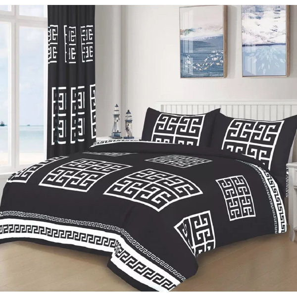 Textile Home Complete Bedding Set Greek Design Black | Wayfair.co.uk