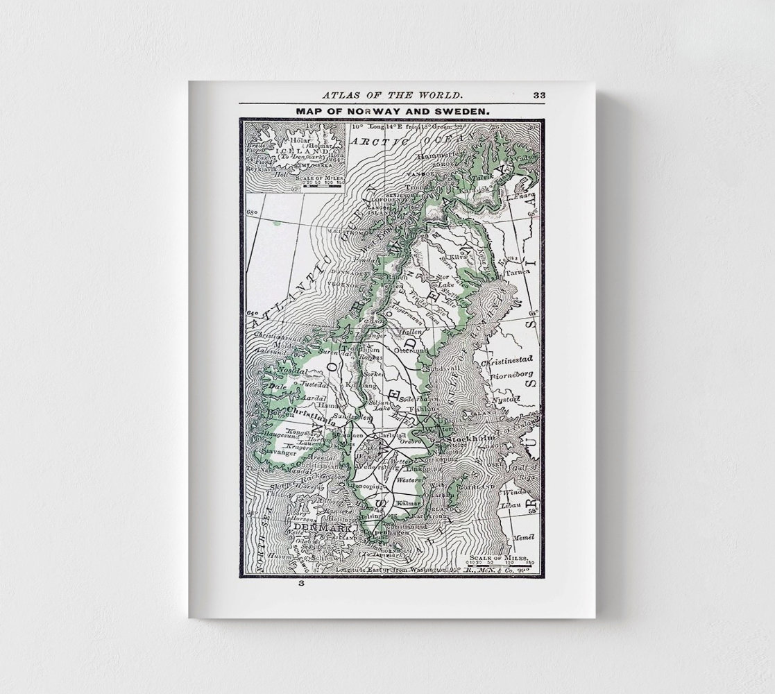 WeFrameArt Norway Sweden - Alden 1886, Nordic European Countries Map ...