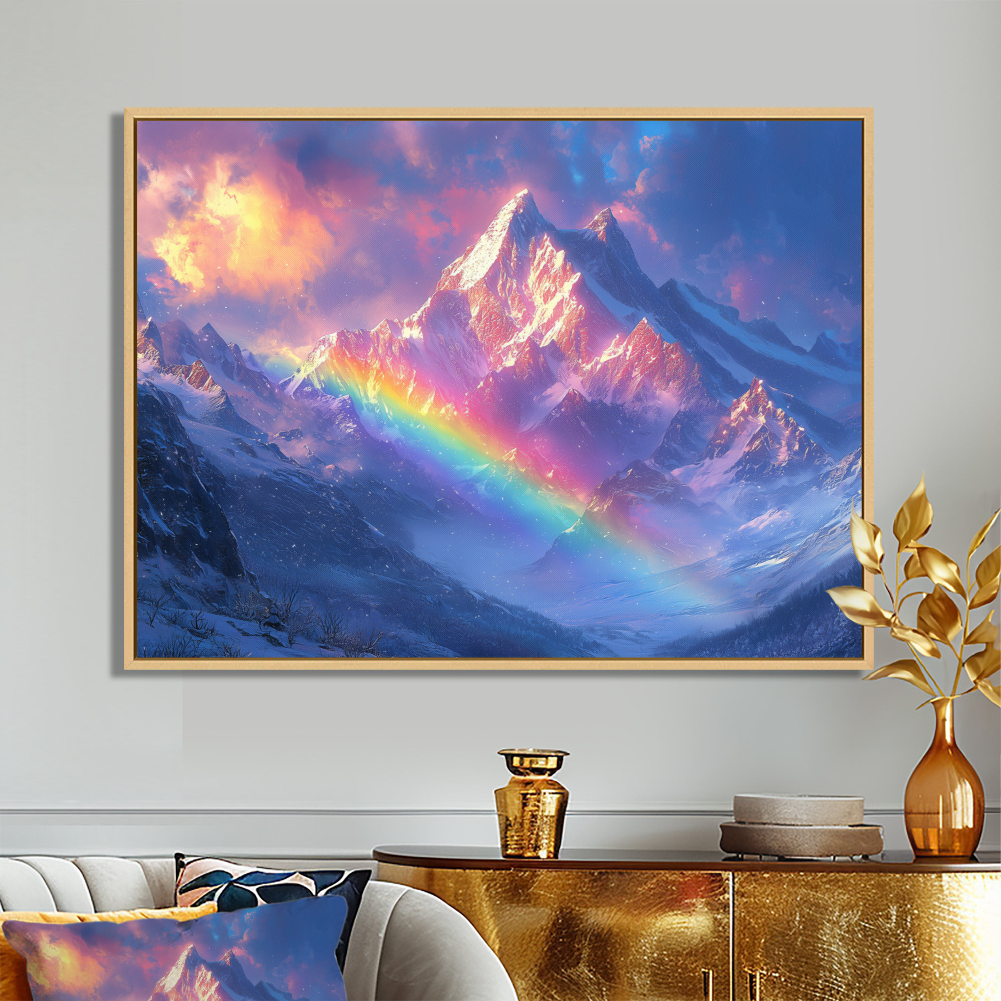Millwood Pines Rainbow And The Snowy Mountains II - Rainbow Wall Art ...