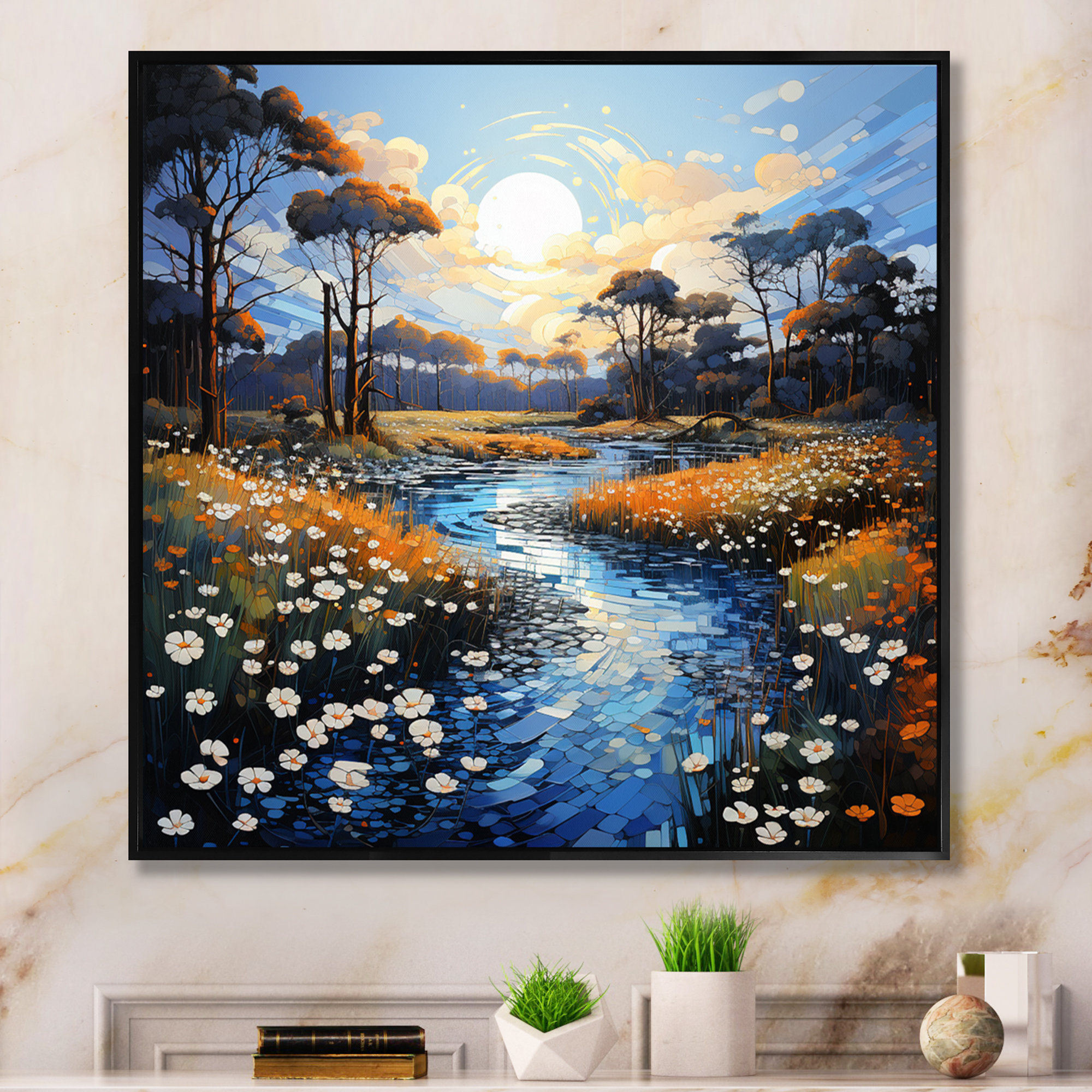 Red Barrel Studio Pointillism River Charm - Pointillism Wall Art Prints ...