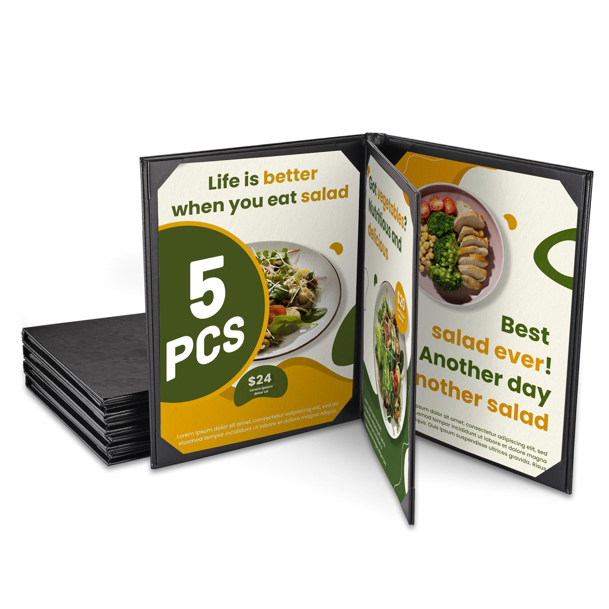 WeChef 5 Pack Menu Covers 8.5"x14" 4 Views Faux Leather Cafe Restaurant ...