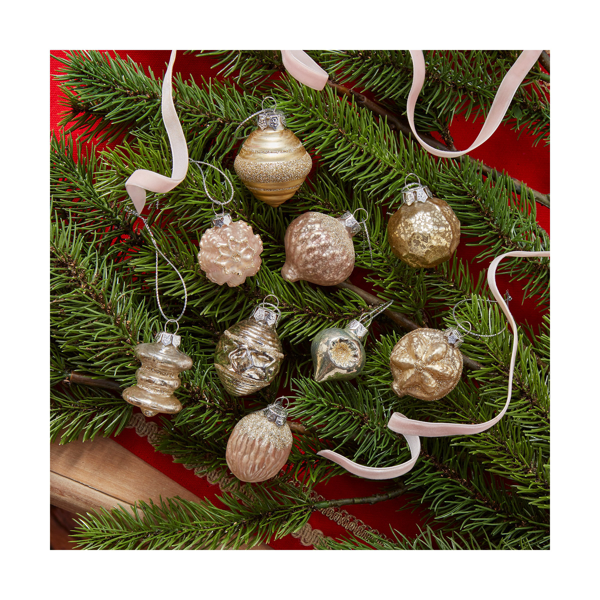 The Holiday Aisle® Vintage Ornaments Box Set Of 9 W/Rib | Wayfair