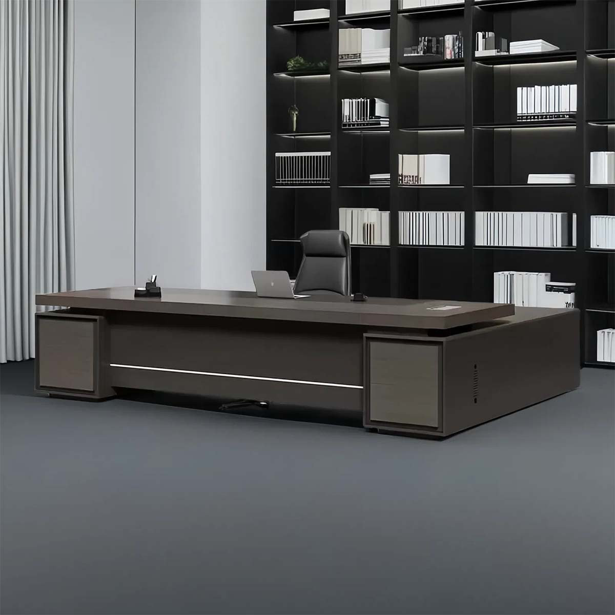 Latitude Run® Gray Modern Luxury Desk, Desk with Lockers, Office ...