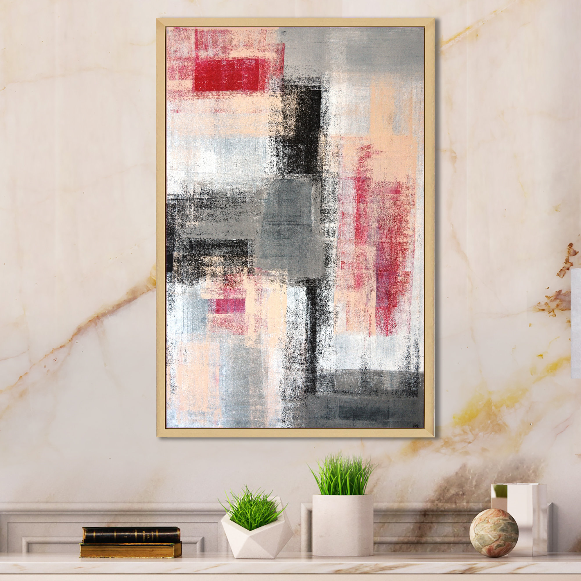 17 Stories Grey Meets Red Abstract Art Grey Meets Red Abstract Art - on ...
