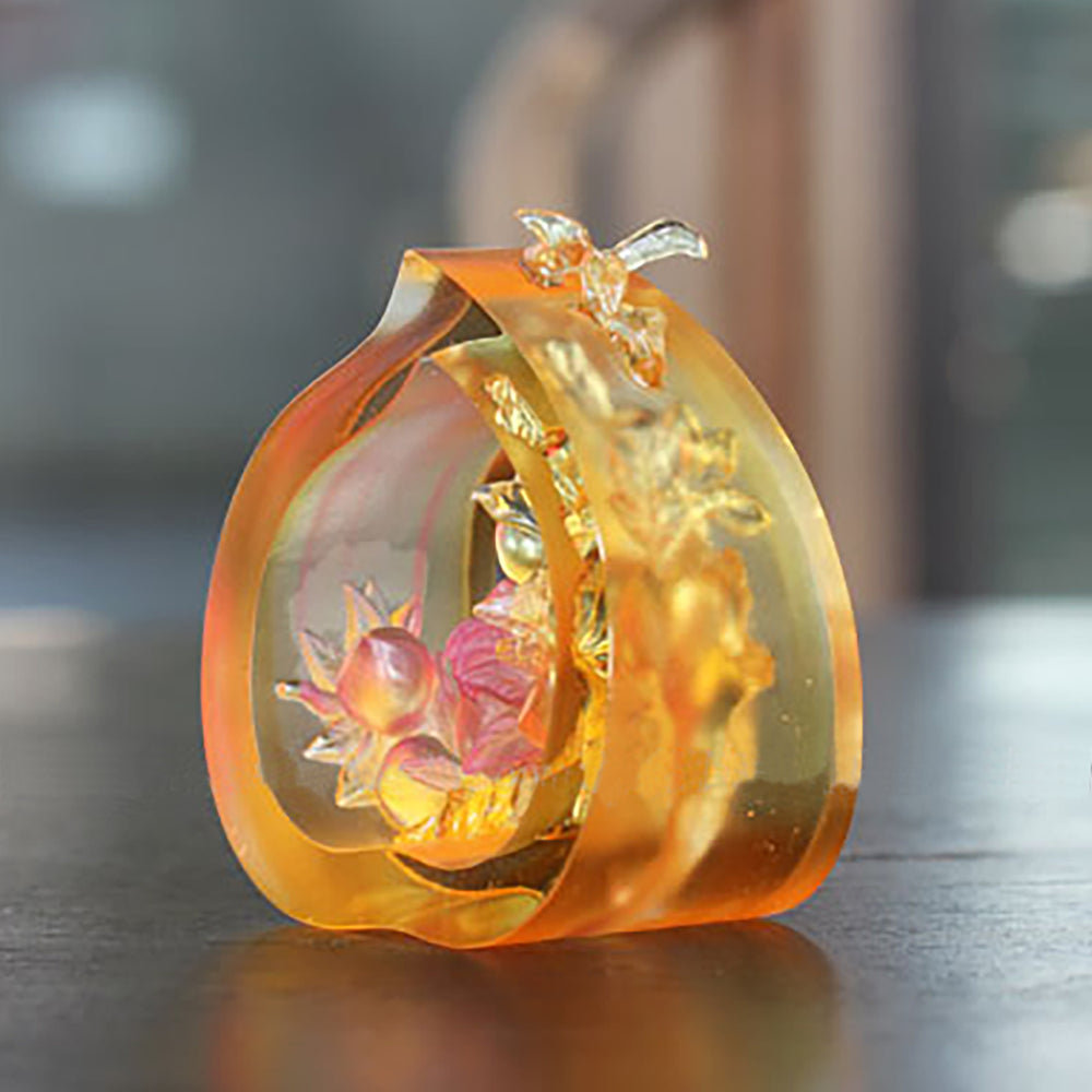 LIULI Crystal Art Crystal Longevity Peach | Four Blessings | Wayfair