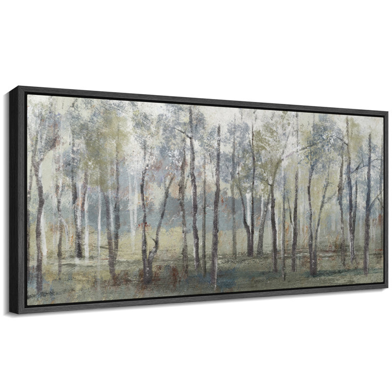 wall26 Green & Blue Tree Forest Landscape Extra Large Framed Wall Art ...