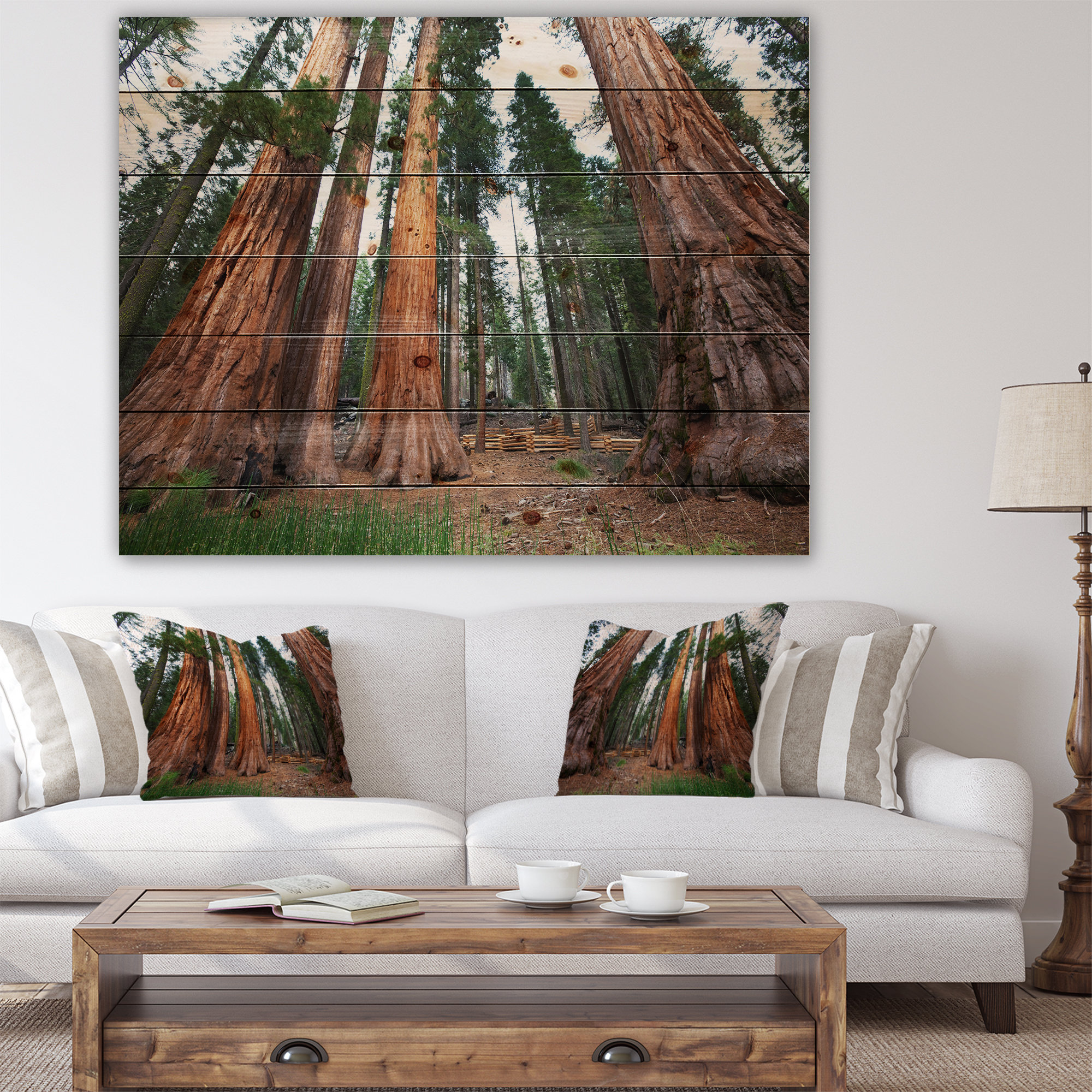 Millwood Pines Three Large Sequoya Trees - Landscape Wood Wall Art ...