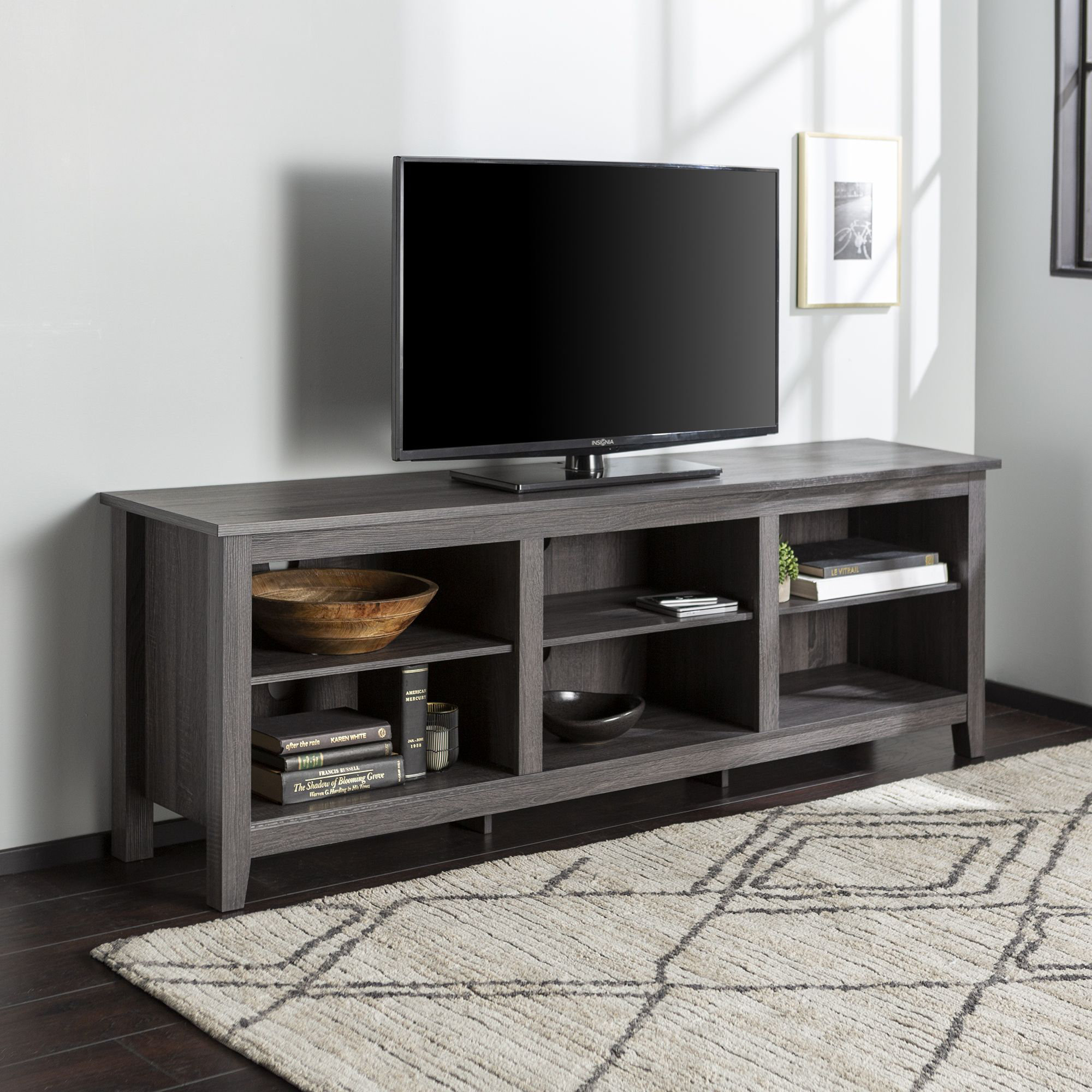 17 Stories Modern Transitional 3-Shelf Open Storage 70" TV Stand for 80 ...