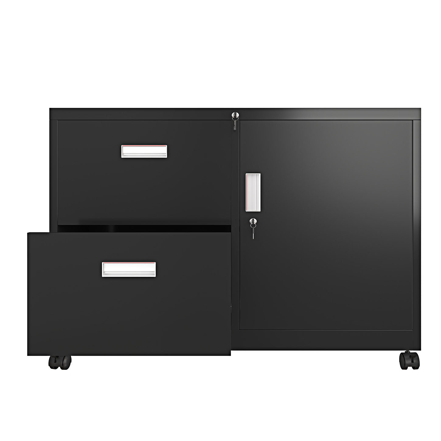 Inbox Zero Metal Office Cabinet With 2 Drawers, Mobile Lateral Filing ...