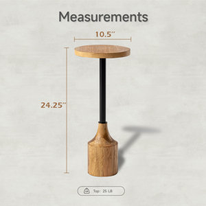 Millwood Pines Farmhouse Pedestal End Table, Rustic Wood Drink Table ...