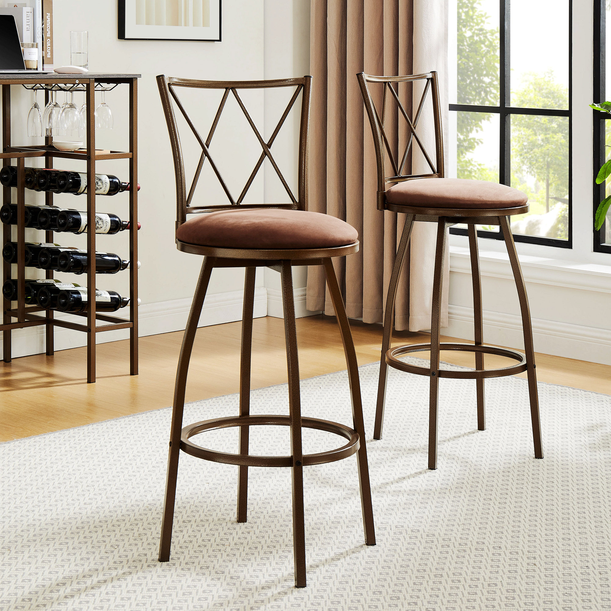 Lark Manor™ Bar Stools with Footrest for Indoor Bar Dining Kitchen ...