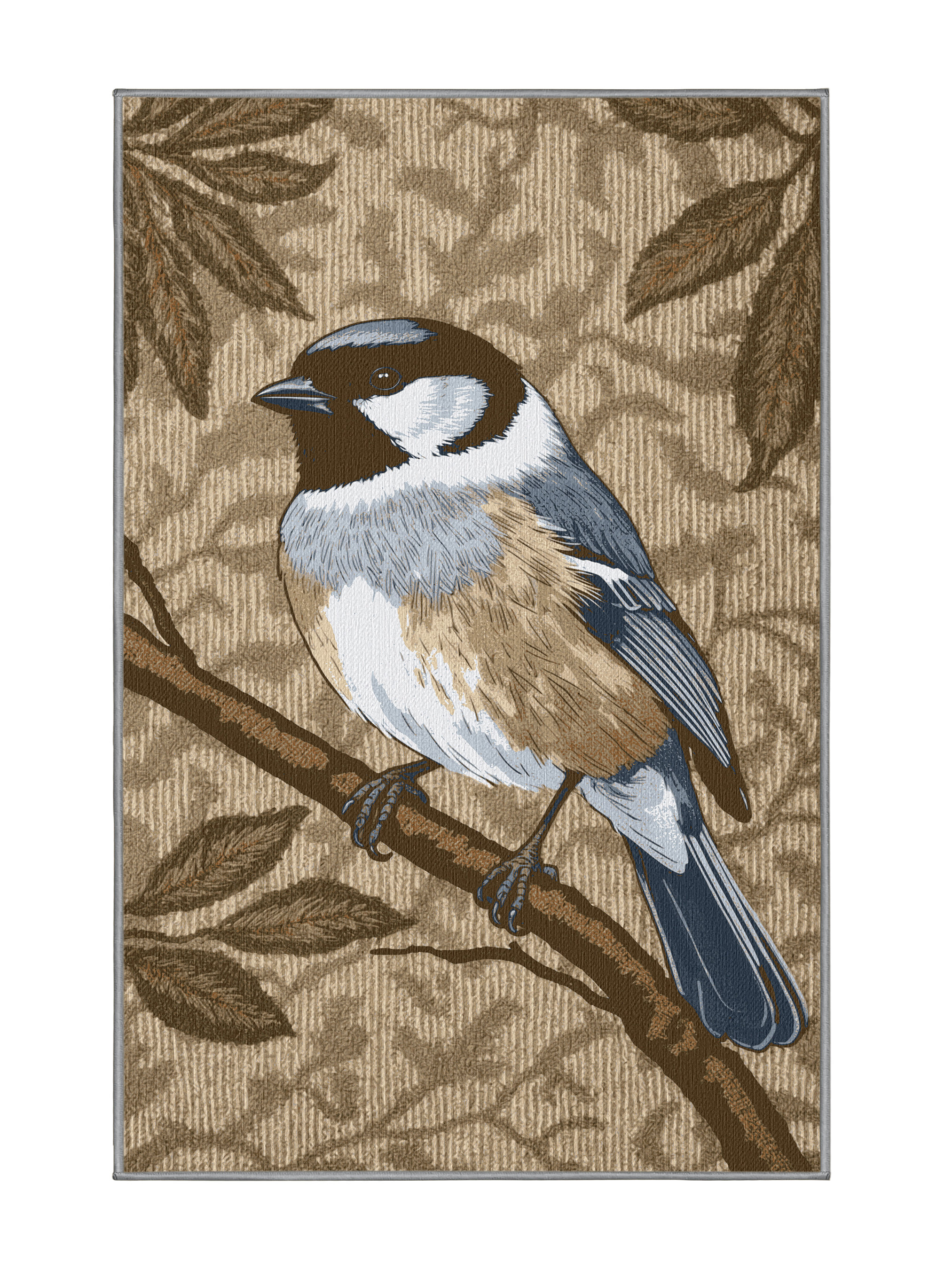 Foundry Select Washable Black capped Chickadee Birds Area Rug | Wayfair