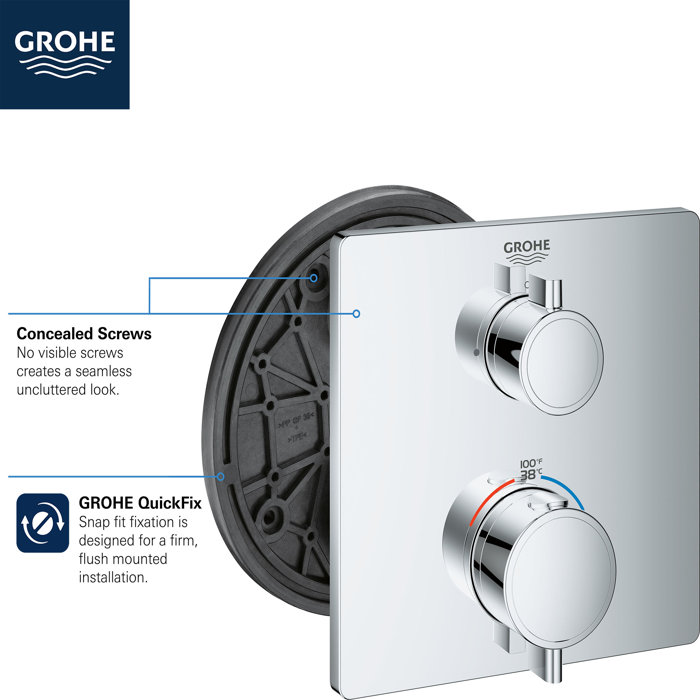 GROHE Grohtherm® Dual Function 2-Handle Thermostatic Trim | Wayfair