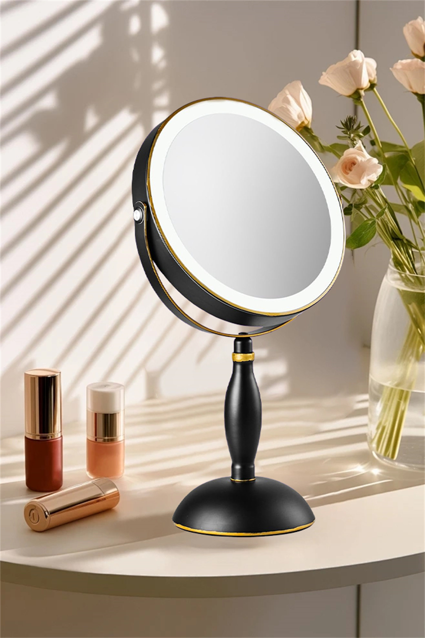 Latitude Run® Makeup Mirror, 3 Color Modes, Adjustable Brightness, 360 ...