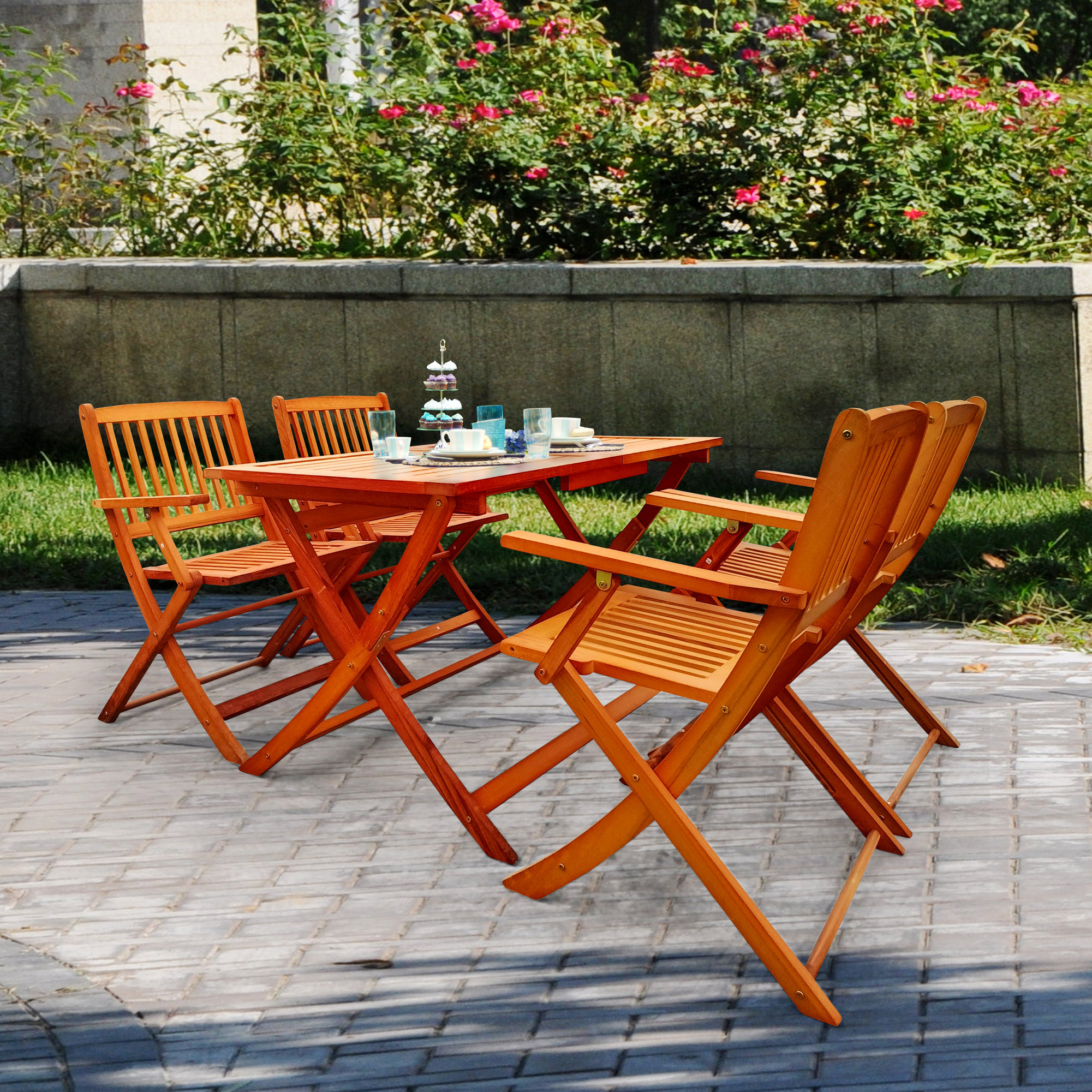 Latitude Run® Pars 4 - Person Square Outdoor Dining Set | Wayfair