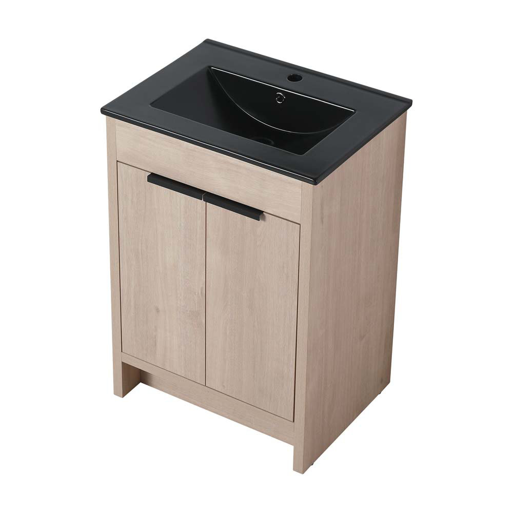 Tandoori 24 Inch Freestanding Bathroom Vanity with Black Ceramic Sink ...