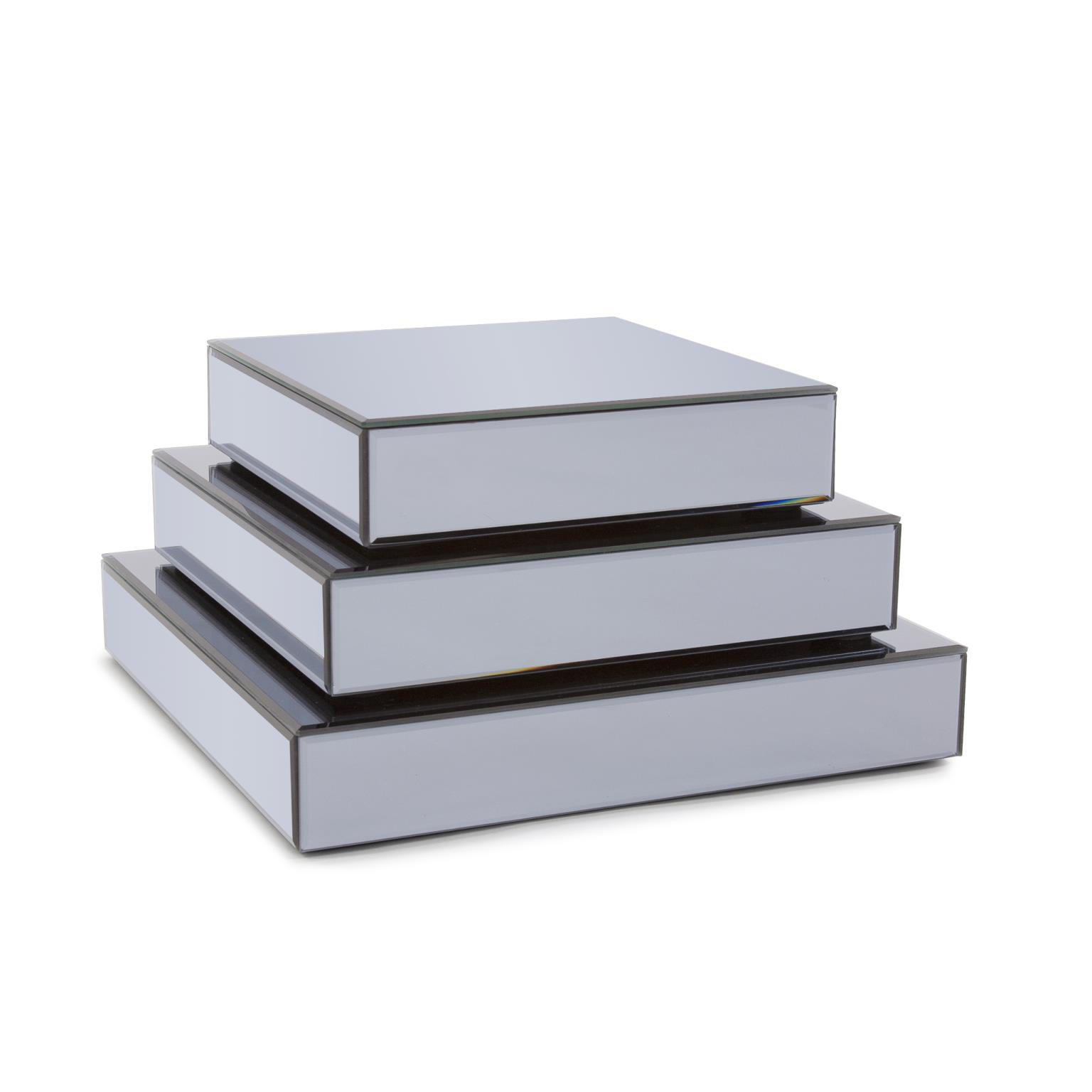 Everly Quinn Grigio Mirrored Set of Three Platforms | Wayfair