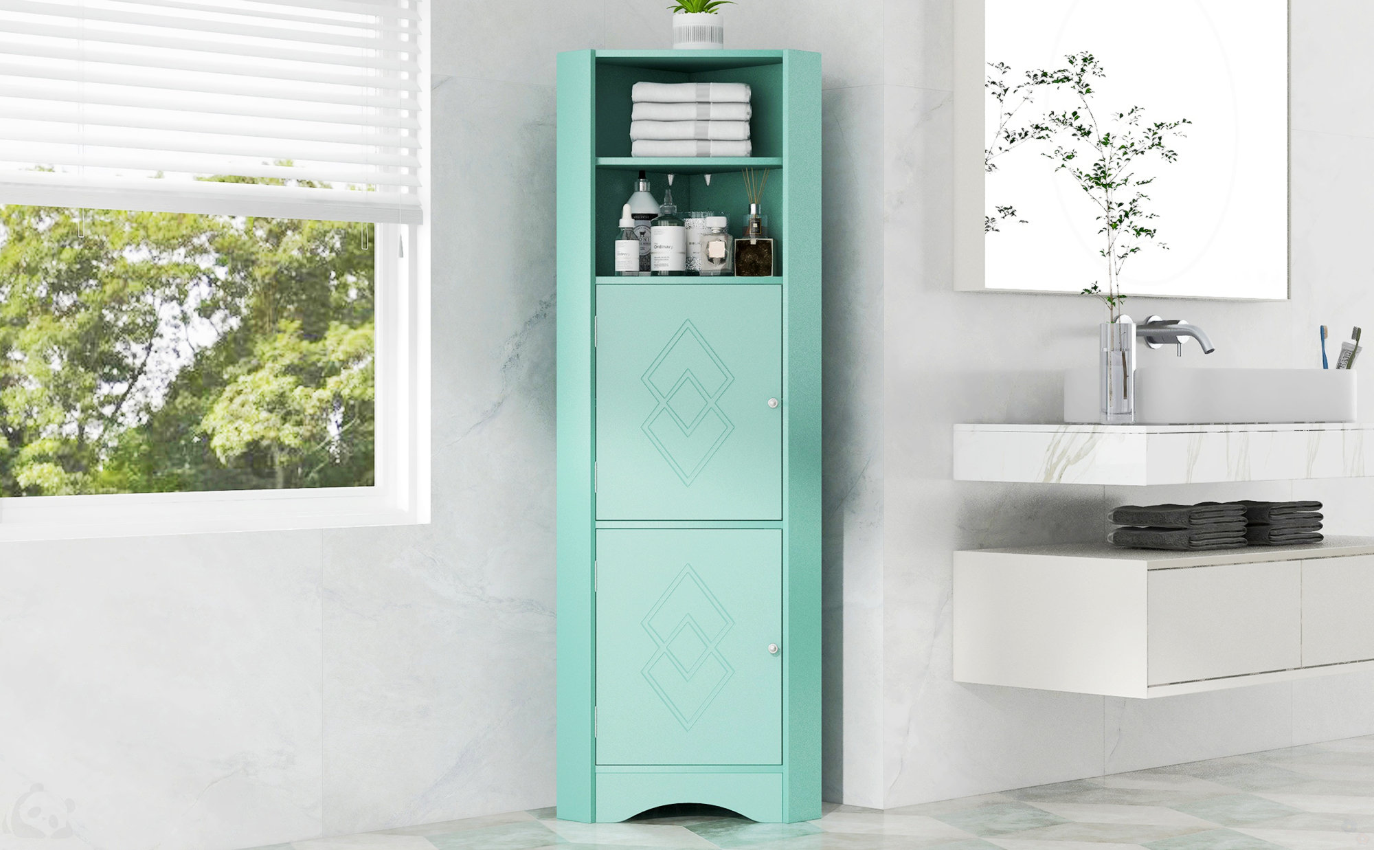 Lark Manor Tall Bathroom Corner Cabinet - Wayfair Canada