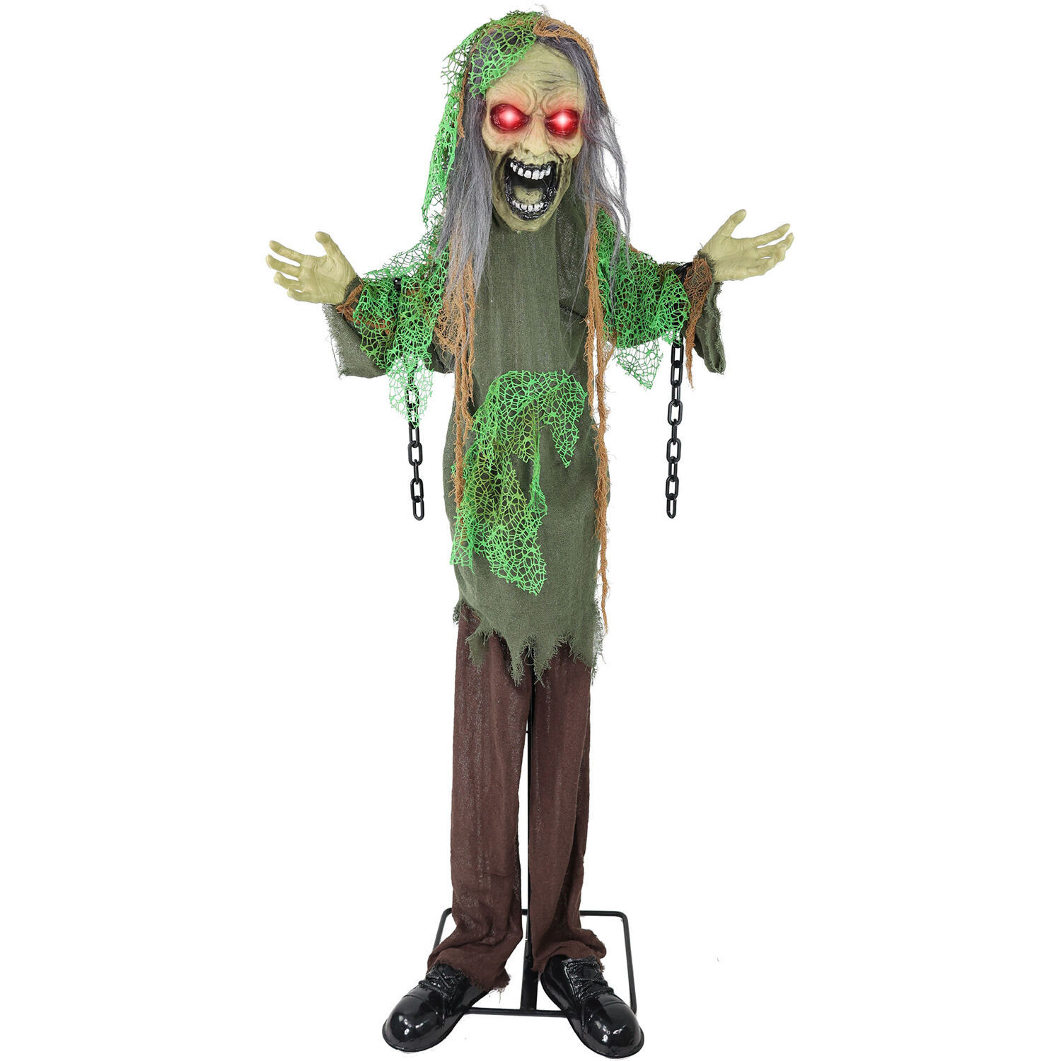 Haunted Hill Farm Lifesize Animatronic Zombie with Chains with Lights ...