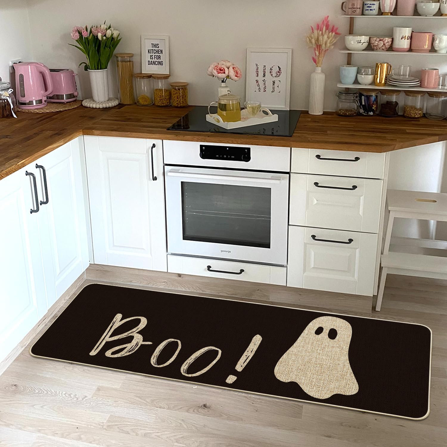 The Holiday Aisle® Ghost Boo Halloween Doormat, Home Decor Low-Profile ...